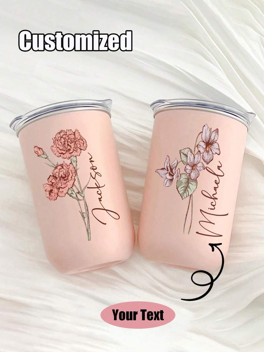 Personalized Birth Flower Tumbler, Personalized Birth Flower Coffee Cup ...
