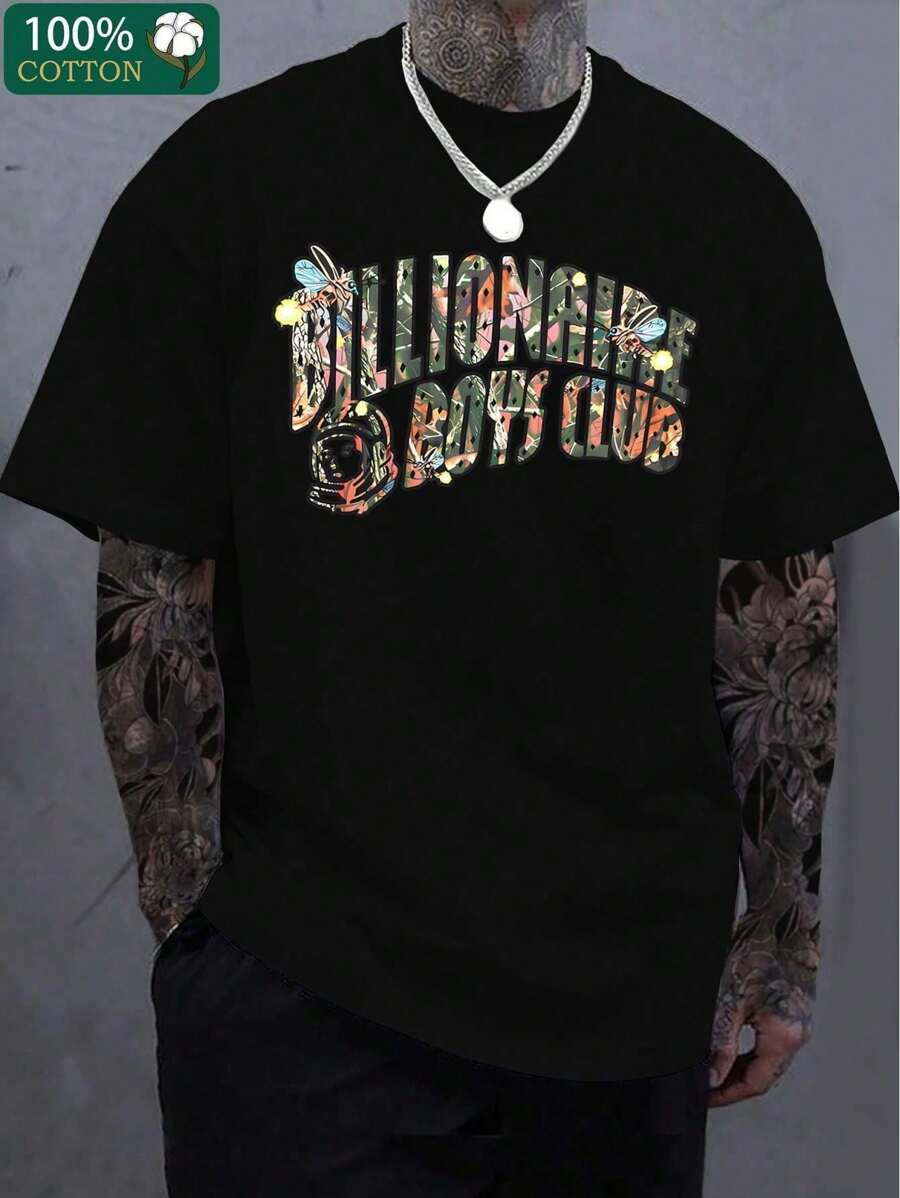 Creative Fashion Monogram Print, Boutique 220g Thickened Cotton T-Shirt ...