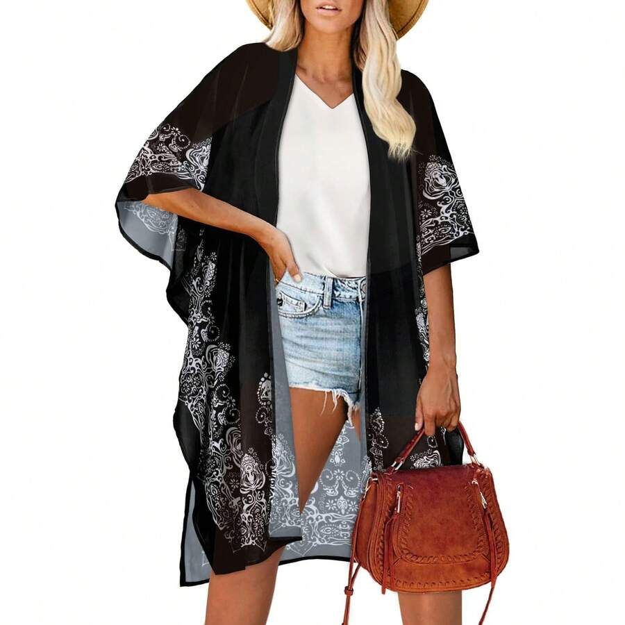 Women's Beach Cover Up For Summer Bathing Suits Cardigans Casual Loose ...