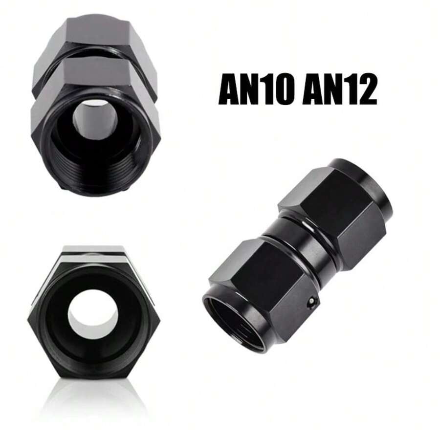 10AN 12AN Straight Female Swivel Coupler Union Fitting Black Aluminum10 ...