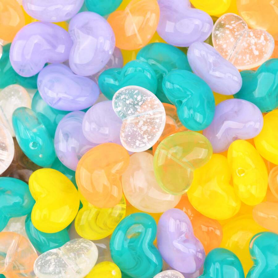 20Pcs Acrylic Colored Candy Heart Focal Beads, Perfect For DIY Jewelry ...