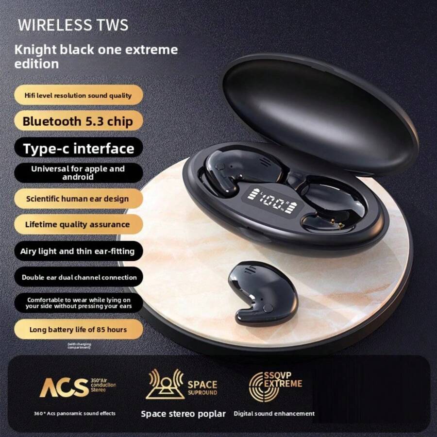 Ultra Long Battery Life Sports Noise-Canceling Mini Thin In-Ear Wireless Side-Sleeping Bluetooth ...