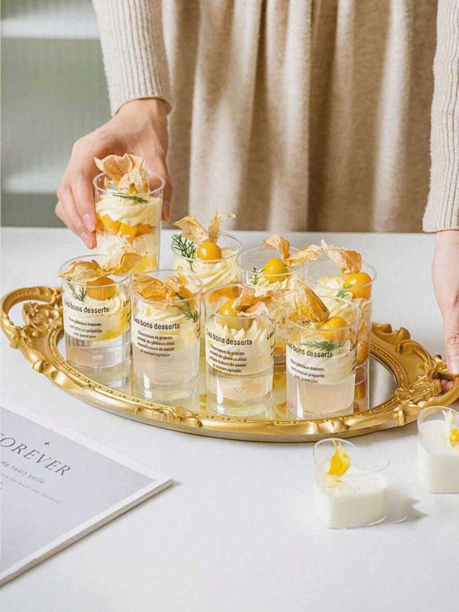 10 Clear Round Straight Sided Plastic Cups - Perfect For Mousse ...