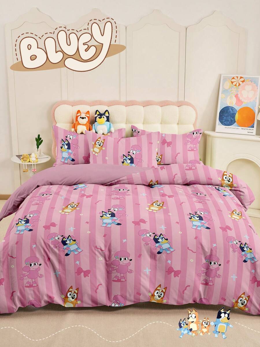 Bluey 2/3pcs Bluey Duvet Cover Set, Bluey Pink Pattern Bedding, Cozy ...