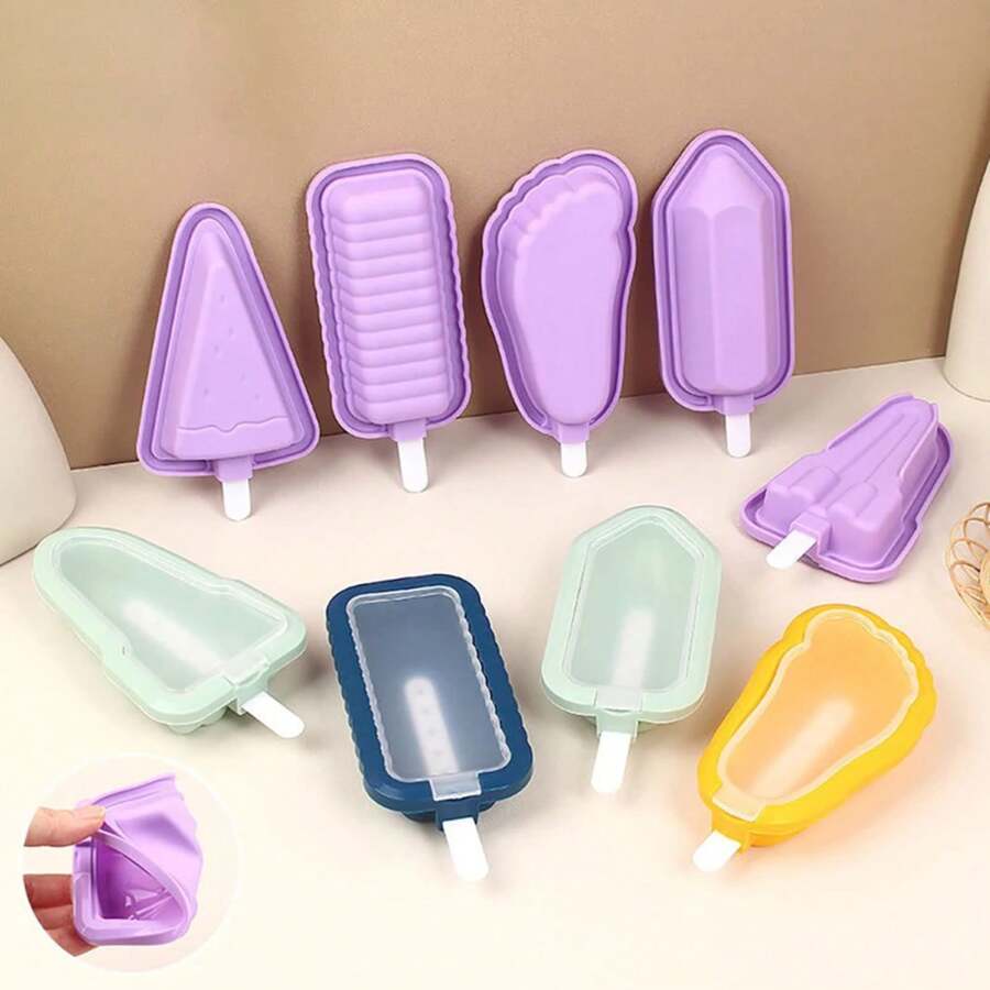 Set (5 Pieces) Homemade Summer Silicone Ice Cream Mold With Multiple ...