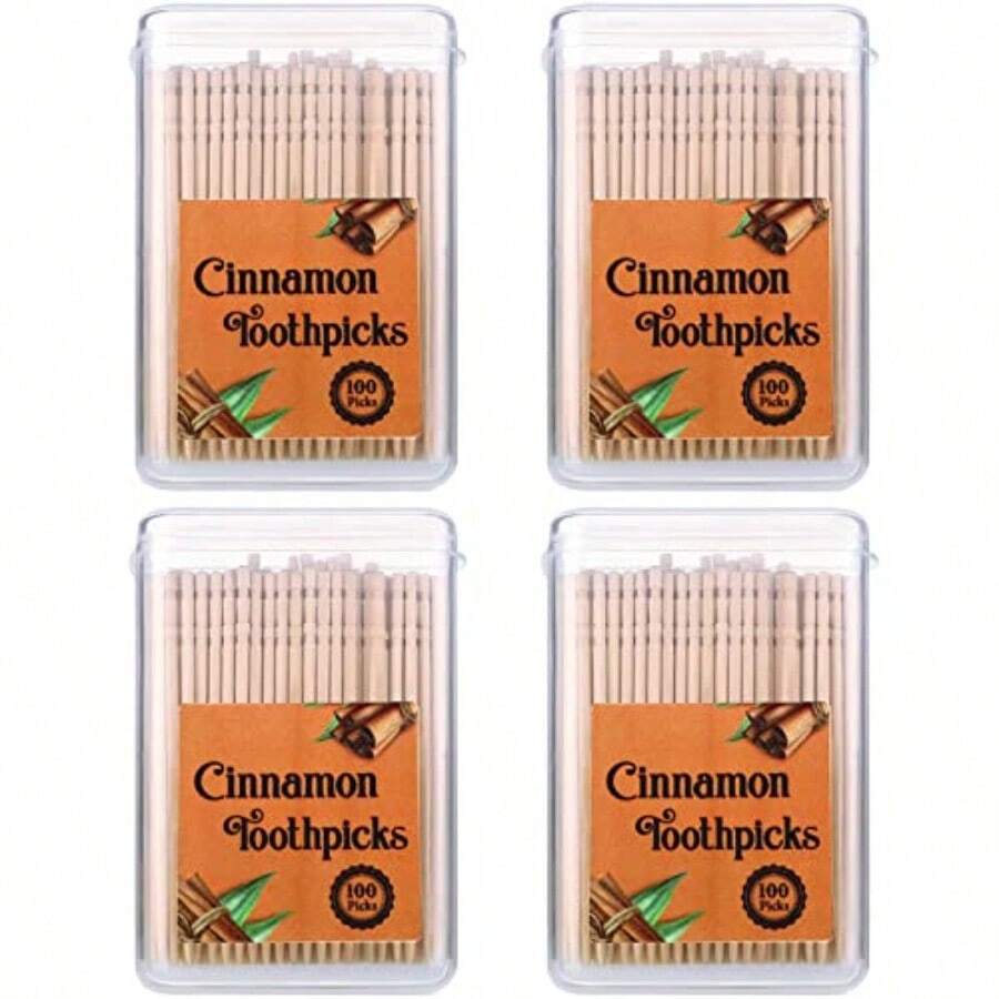 400 Pcs 4 Boxes Cinnamon Toothpicks For Adults Cinnamon Flavored ...