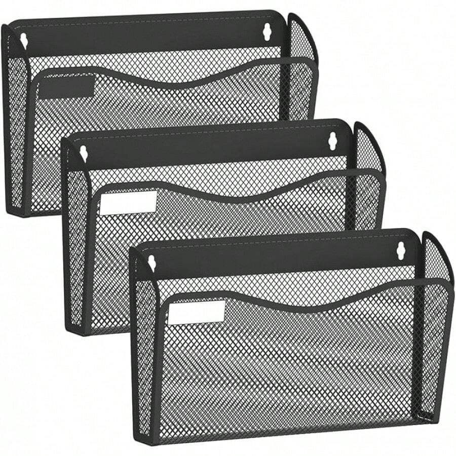 Wall-Mounted File Organizer, Mesh Hanging File Organizer, Home Office ...