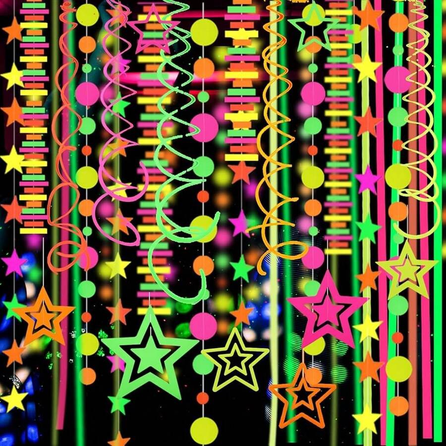 New-2025 540feet Paper UV Neon Garland Neon Streamers Glow In Dark Neon ...
