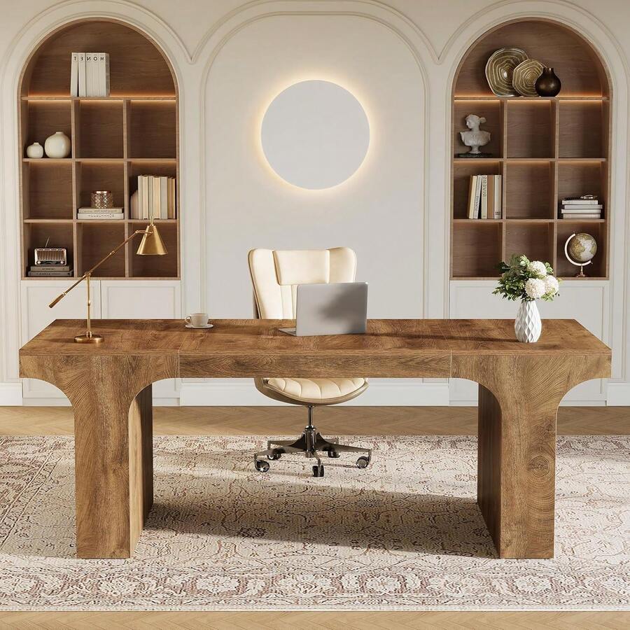 70.87" Executive Office Desk, Large Workspace Computer Desk, Rustic ...