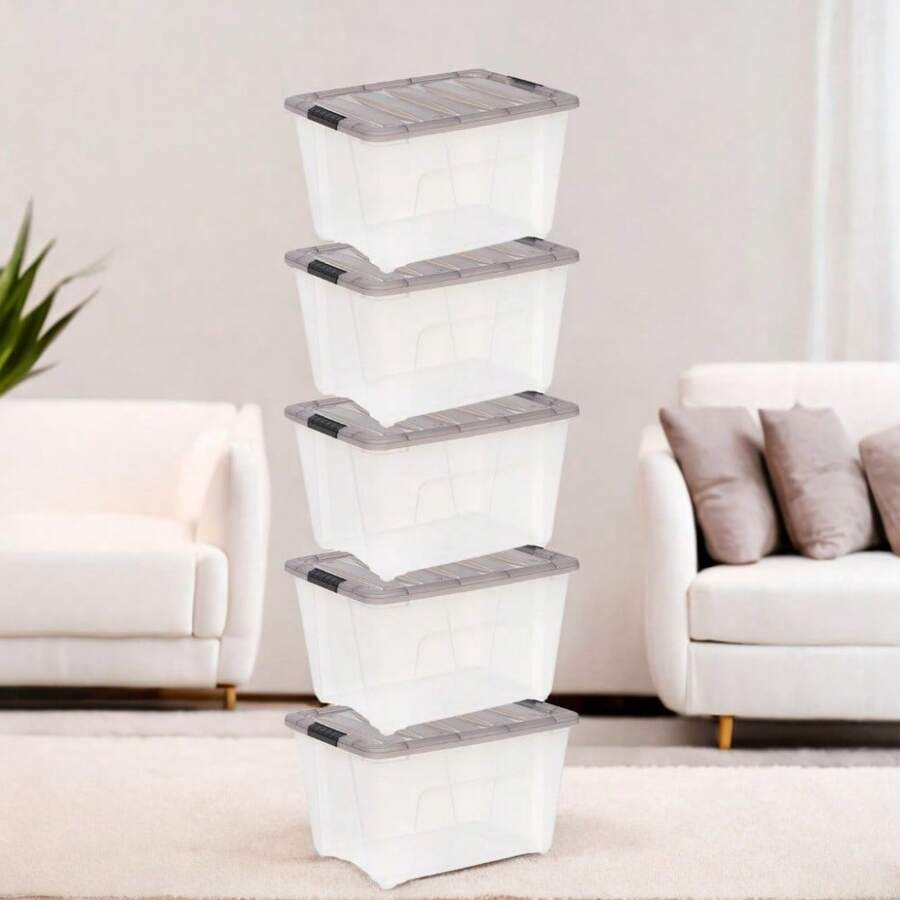 53 Qt. Plastic Storage Bins With Lids, Stackable Storage Containers ...