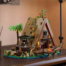 JIKEFUN JIKEFUN Forest House Building Blocks 1486PCS A-Frame Tree Cabin Collectible Display Set ...