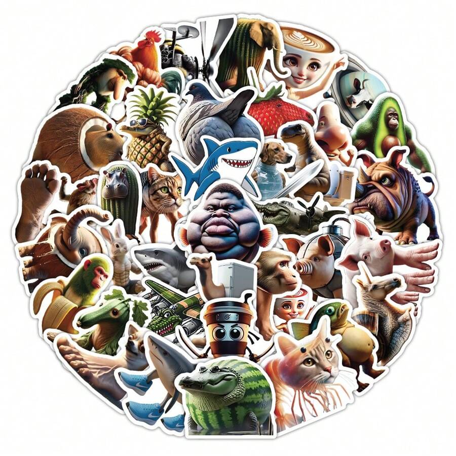 50pcsTung Tung Sahur Desktop Decoration Stickers, Italian Brainrot ...