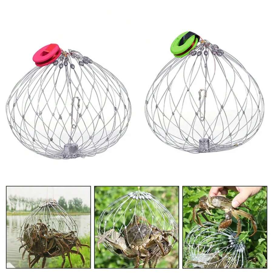 Fishing Net Cage Automatic Open Closing Wire Fish Crab Trap Net Steel ...