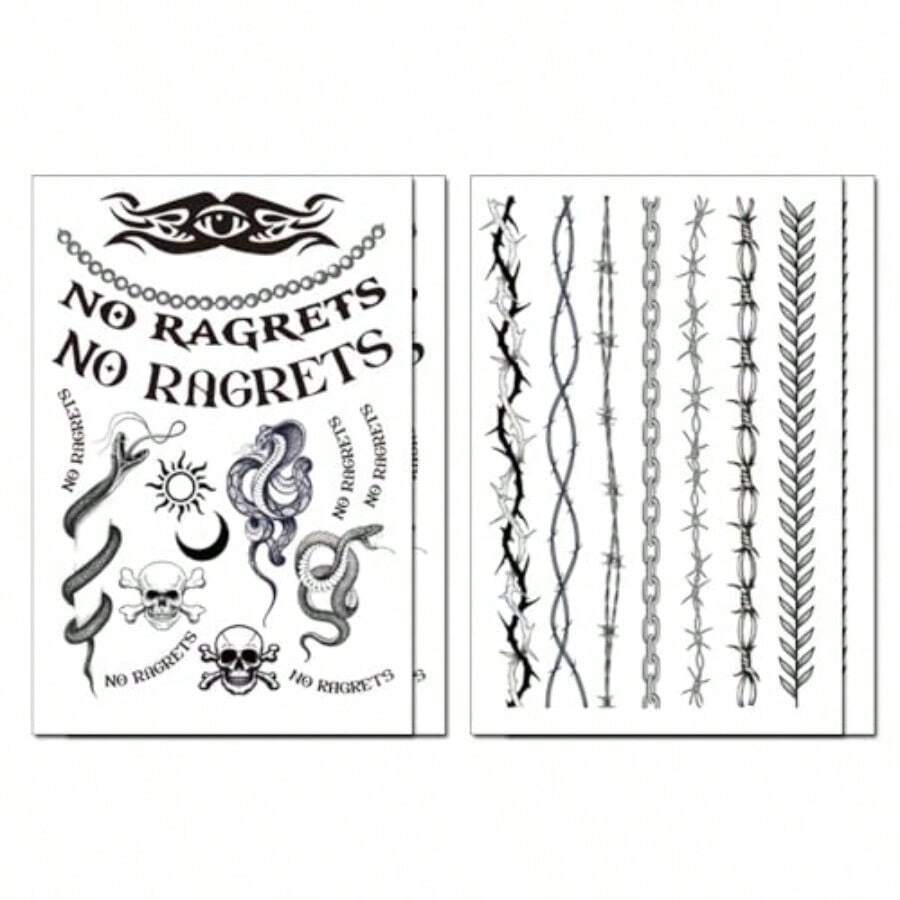 4 Sheets No Ragrets Temporary Tattoos Barbed Wire Temporary Tattoos ...