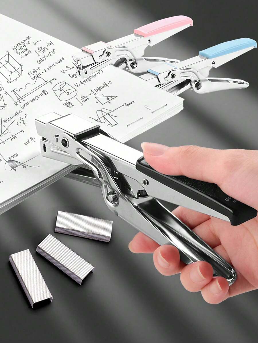 1pc Black/Pink/Blue Easy-Grip Stapler, Effortless Hand-Held Stapler ...