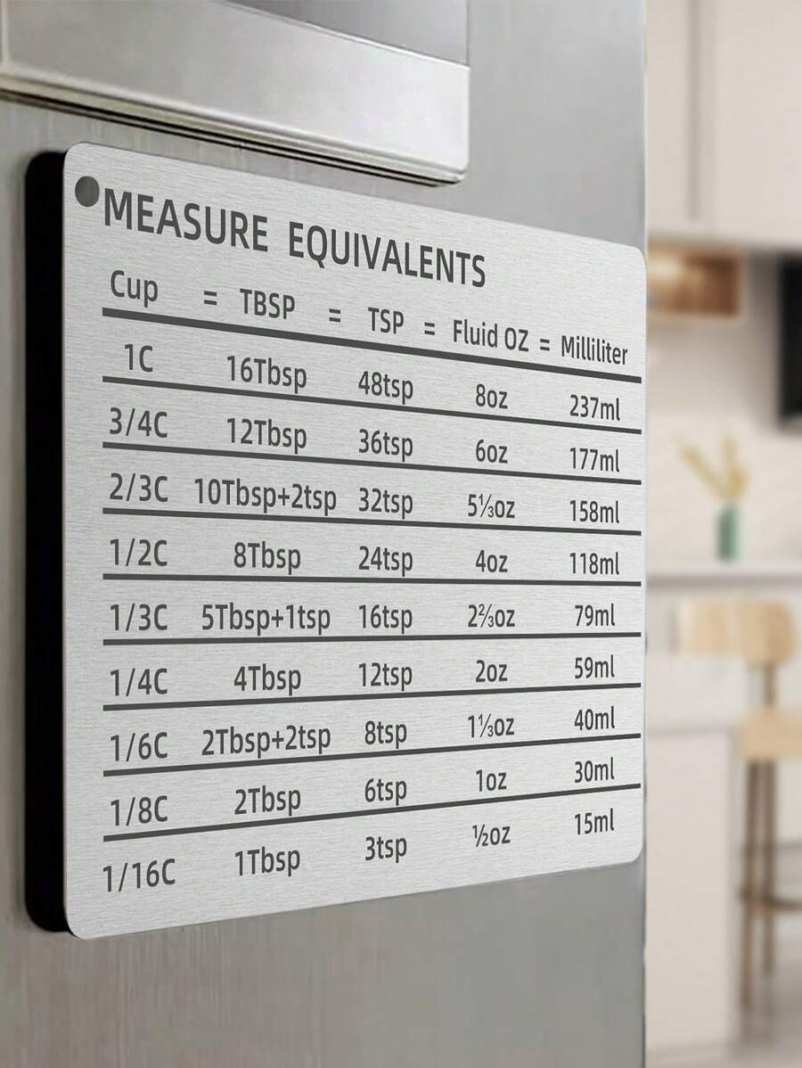 1pc Measurement Conversion Chart Refrigerator Magnet, Baking Measuring ...
