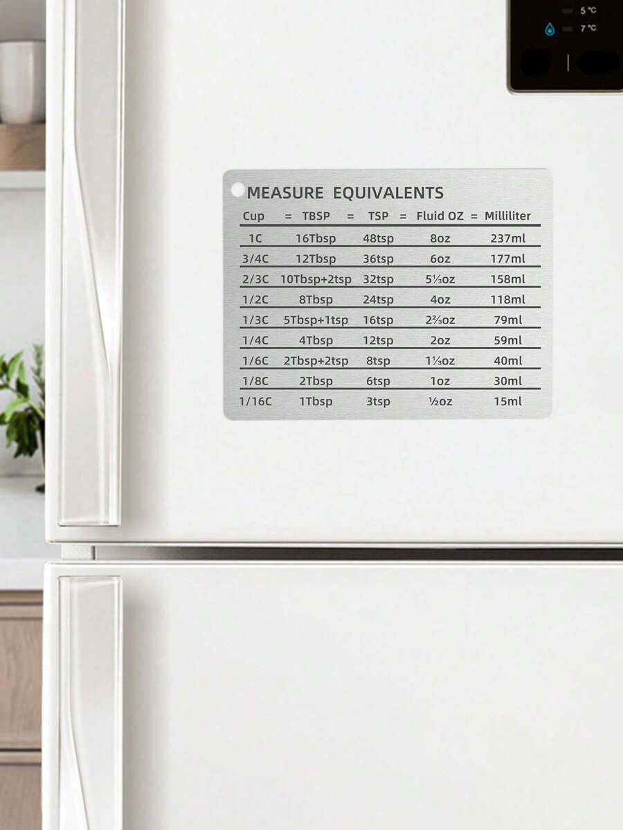 1pc Measurement Conversion Chart Refrigerator Magnet, Baking Measuring ...