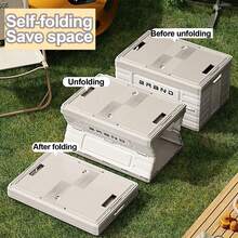 Foldable Camping Storage Box, Camping Trolley With Wooden Table Lid ...