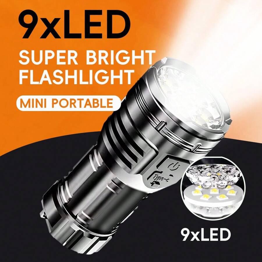 KENSUN Strong Light Flashlight With 9 Beads And COB Side Lights ...