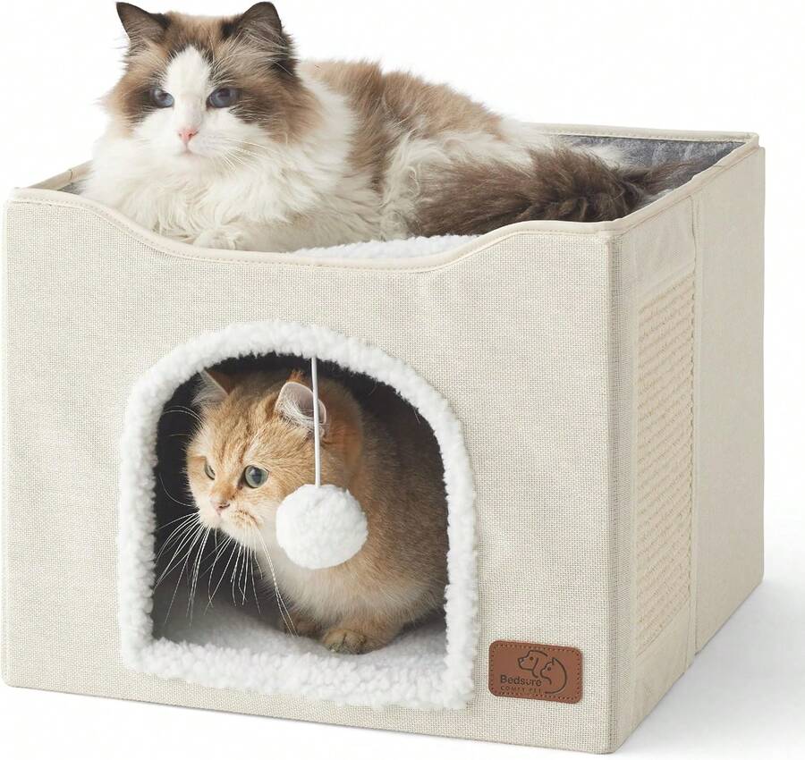 Bedsure Cat Beds For Indoor Cats - Large Cat Cave For Pet Cat House ...