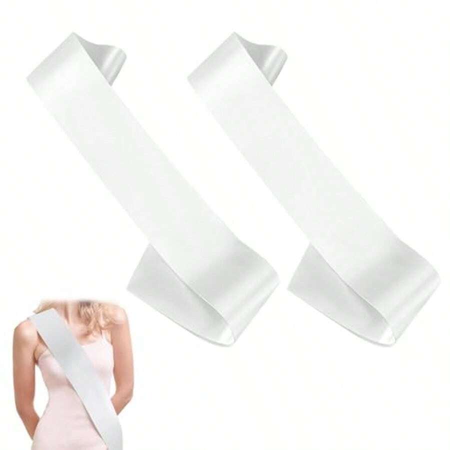2 Pack White Sash Plain Beauty Pageant Sashes Blank Satin Sashes For ...