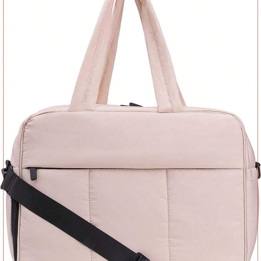 Travel Duffel Bag Quilted Nylon Weekender Bag Puffer Gym Tote Bag For ...