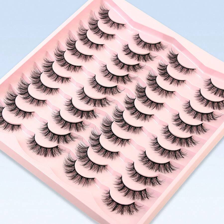 20 Pairs Of False Eyelashes 3D Chemical Fiber Eyelashes With Natural ...