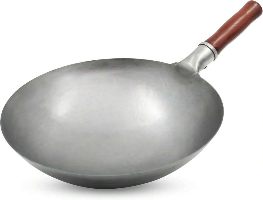 Carbon Steel Wok Traditional Hand Hammered Wok,14 Inch,Round Bottom ...