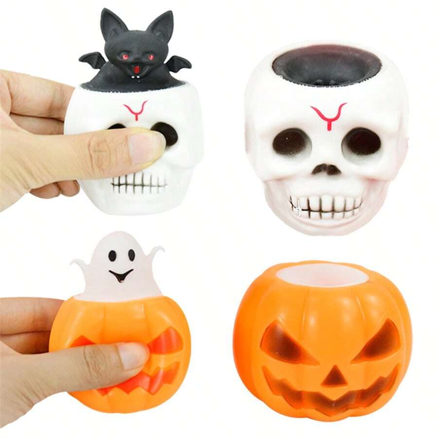 Squishy Halloween Skull Stress Balls Skeleton Squeeze Horror Prop With ...