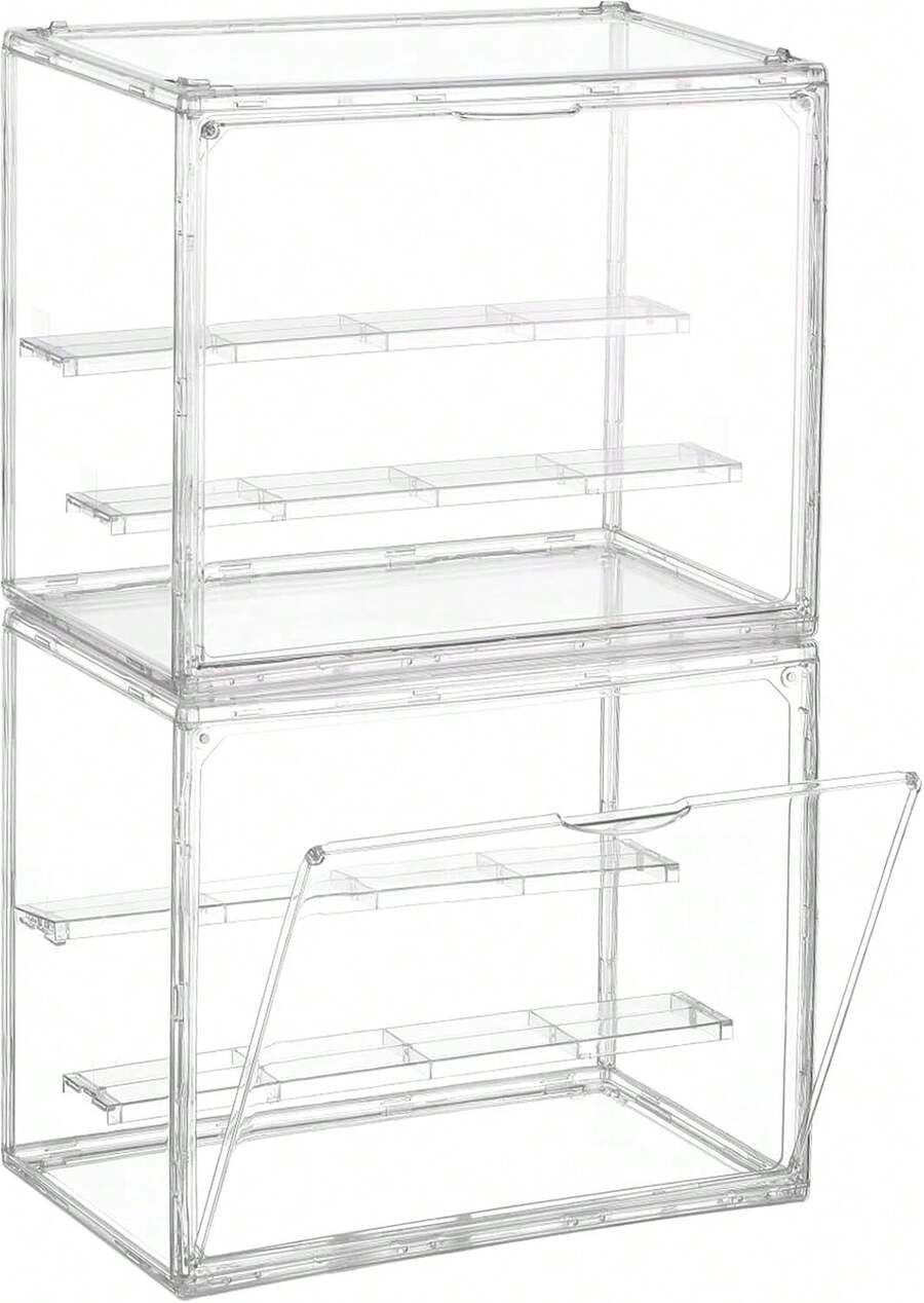 2 Pack 3 Layer Adjustable Figure Display Case, Acrylic Display Case For ...