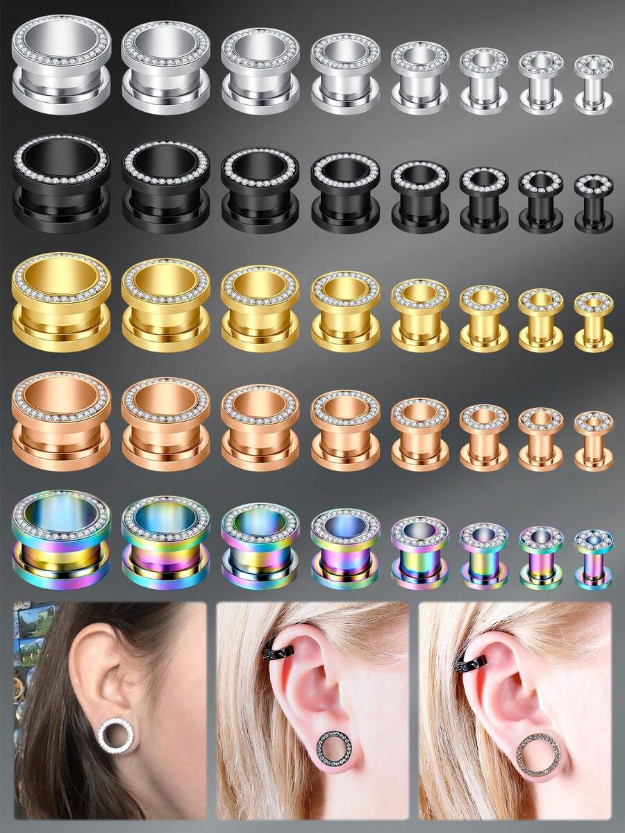 CIZME 1pair Fashion Stainless Steel Ear Gauges For Women Men For Daily ...