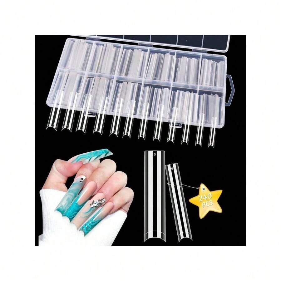 504 PCS No C Curve Clear Nail Tips For Acrylic Nails Professional, 3XL ...