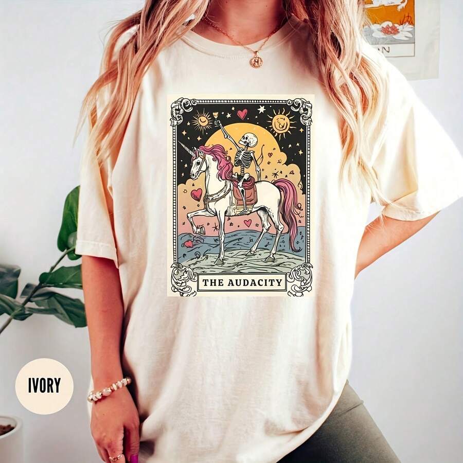 Camiseta de la carta del tarot Audacity, esqueleto sarcástico, regalo ...