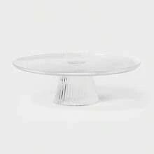 Ribbed Large Glass Cake Stand Clear, Display Desserts Holder For ...