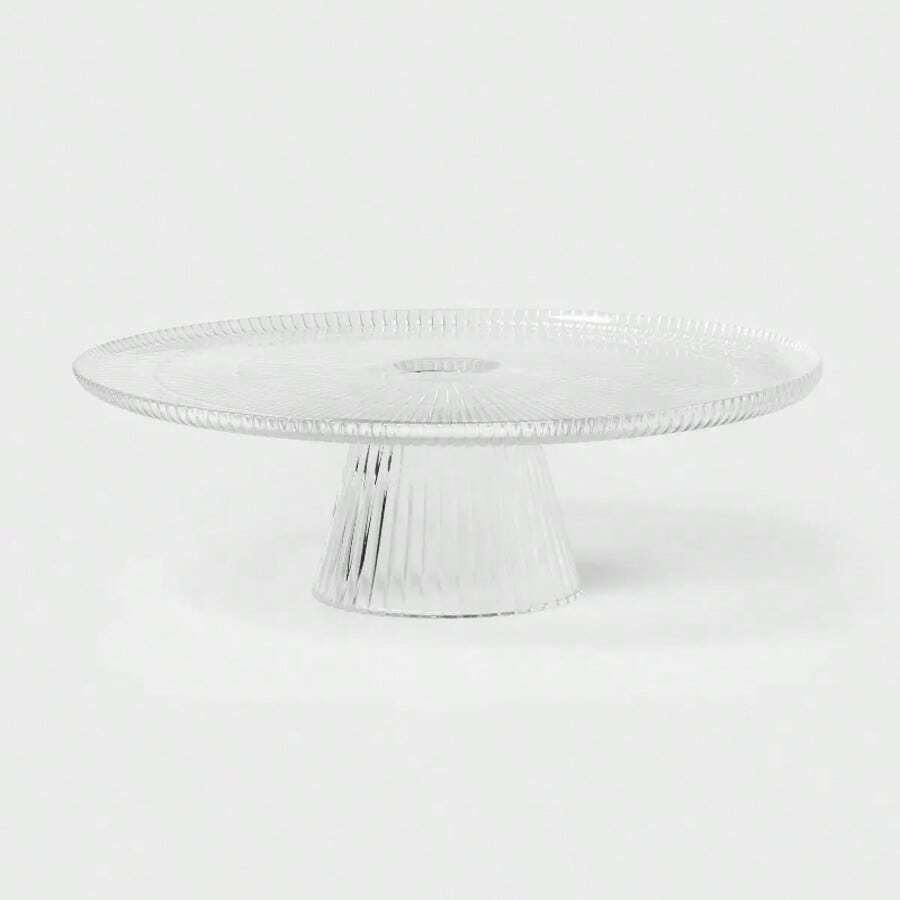 Ribbed Large Glass Cake Stand Clear, Display Desserts Holder For ...