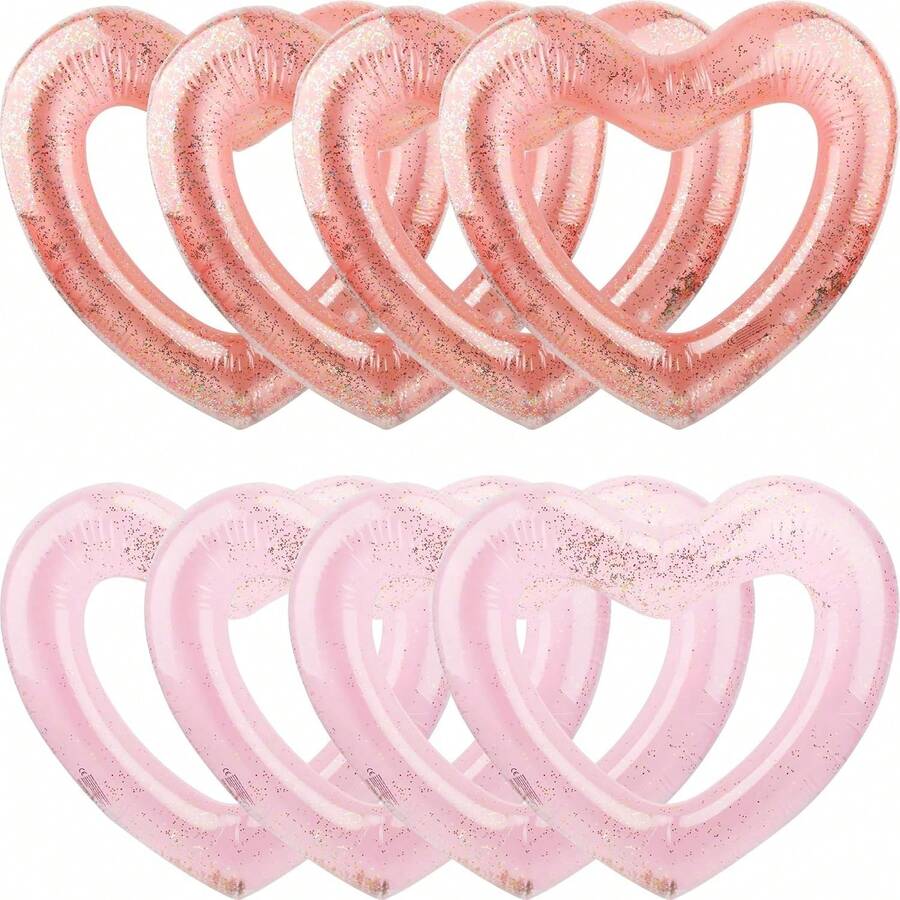 8 Pack 47.3 Inch Inflatable Heart Shaped Pool Floats, Heart Shaped ...
