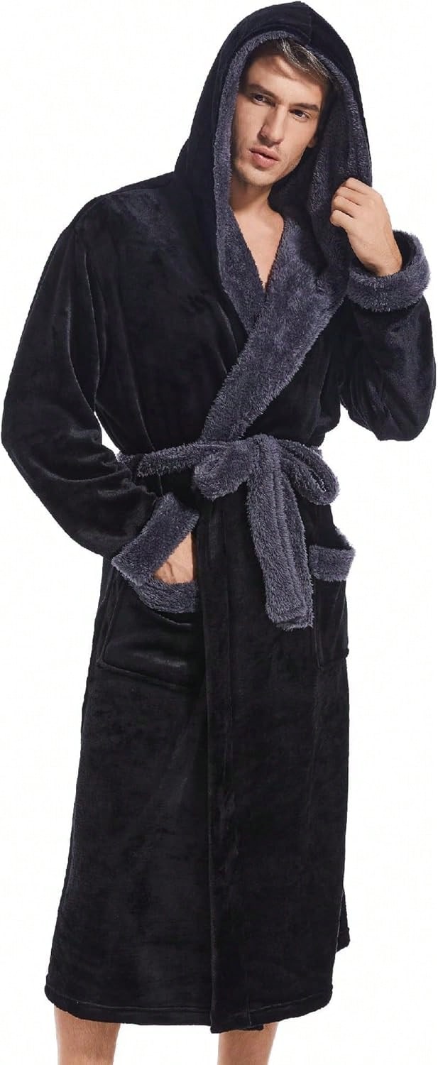 Local Warehouse- Inner Wish Mens Hooded Robe, Plush Long Bath Robes ...