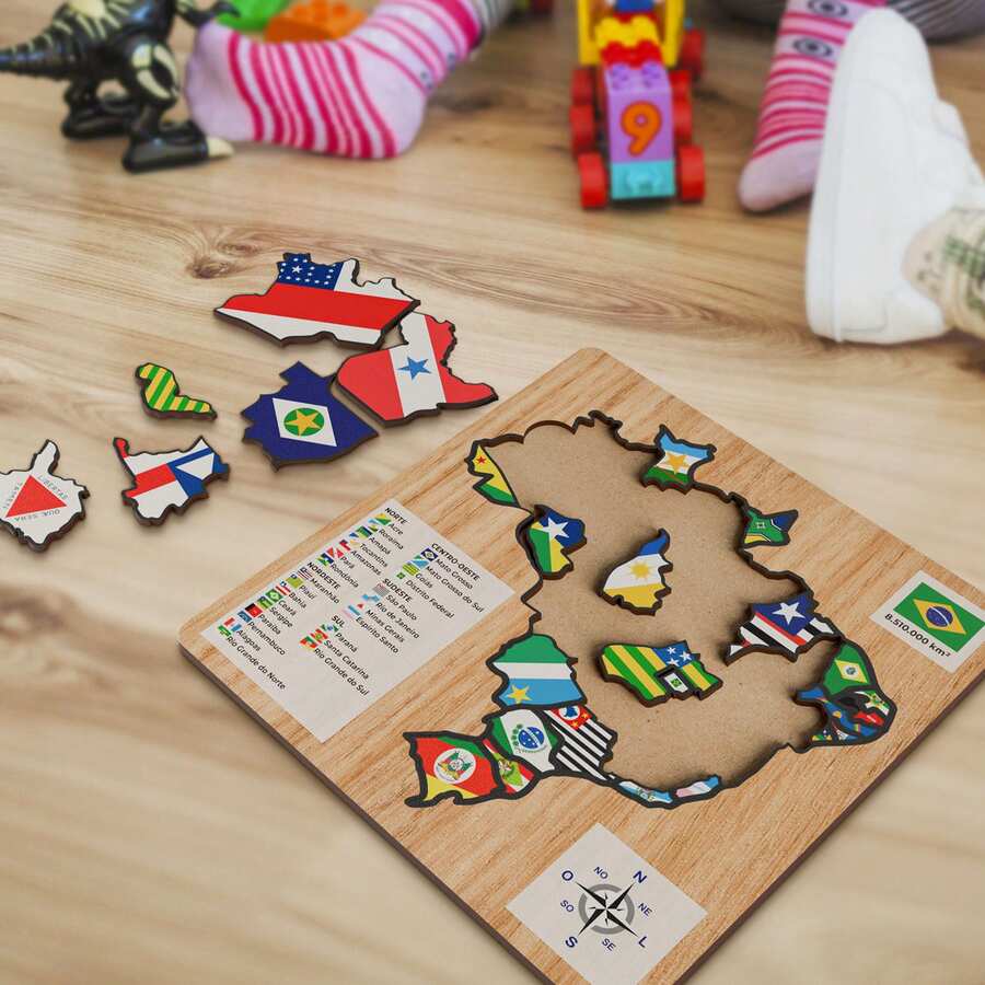 Mapa do Brasil Interativo Educacional em MDF – Aprender Brincando com ...