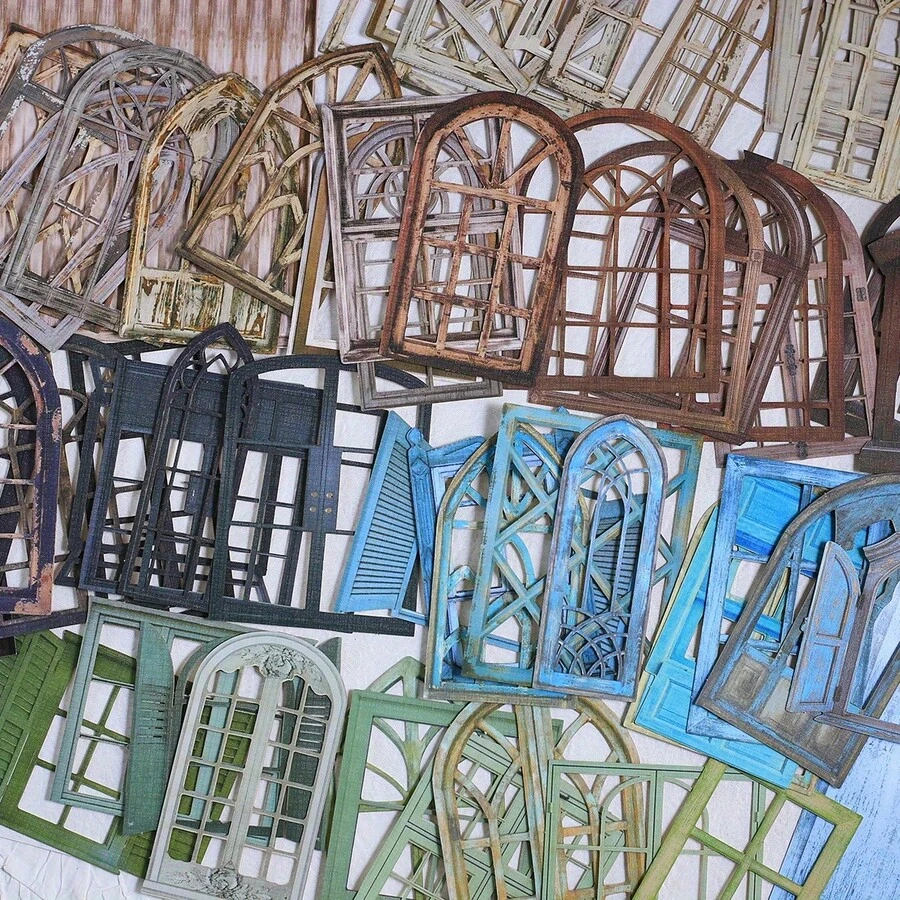 10pcs Vintage Scrapbook Paper Hollow Window Decorative Paper For ...