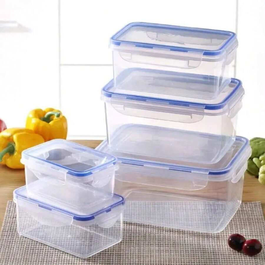 Sealed Rectangular Refrigerator Storage Box With Lid Plastic Trasparent ...