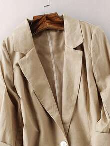 Women Casual Linen 3/4 Sleeve Blazer, Spring/Autumn | SHEIN Nederland