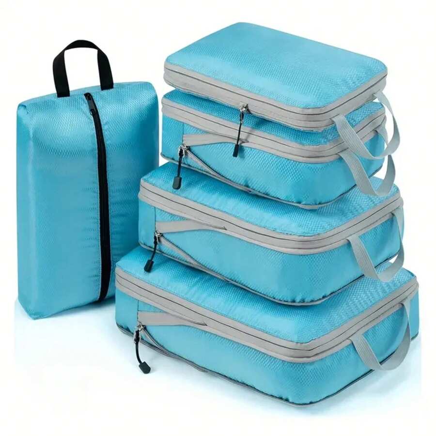 Travel Compression Packing Cubes Suitcase Luggage Organizer Set Zipper ...