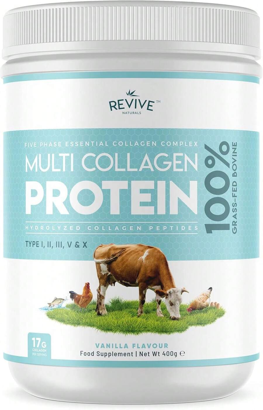 Multi Collagen Hydrolyzed Protein Powder (16oz) - Types I, II, III, V ...