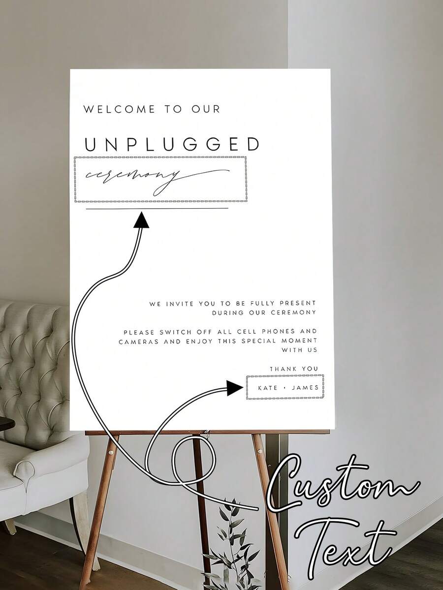 Unplugged Wedding Welcome Sign - Large Ceremony Sign Template ...