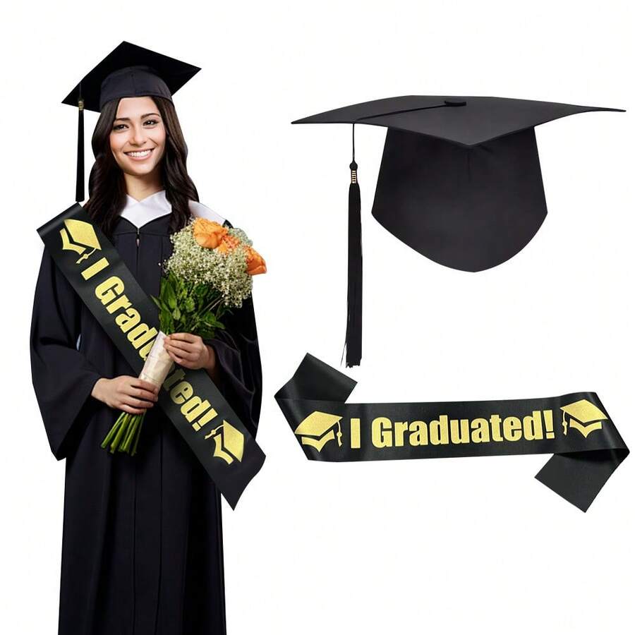 2025 Graduation, 'I Graduated' Stain Sash And Graduation Cap With 2025 ...