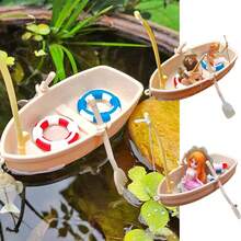 Miniature Floating Boat Models, Tiny Fishing Boats With Lifebuoys For ...