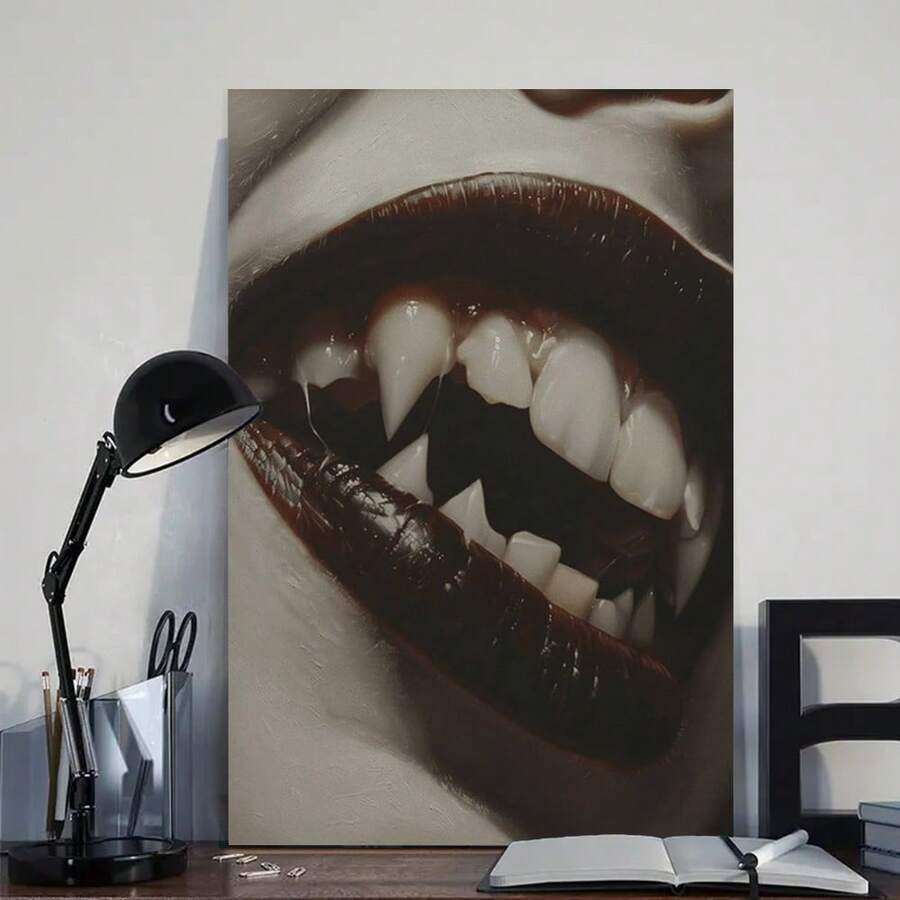 Framed Gothic Poster Vampire Fangs Dark Cottagecore Moody Vintage ...