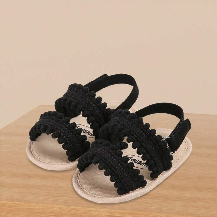 Infants Baby Girls Summer Sandals Cute Knit Flat Shoes Non-Slip Sole Infant First Walker Shoes ...