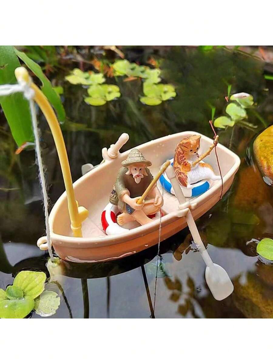 Miniature Floating Boat Models, Tiny Fishing Boats With Lifebuoys For ...