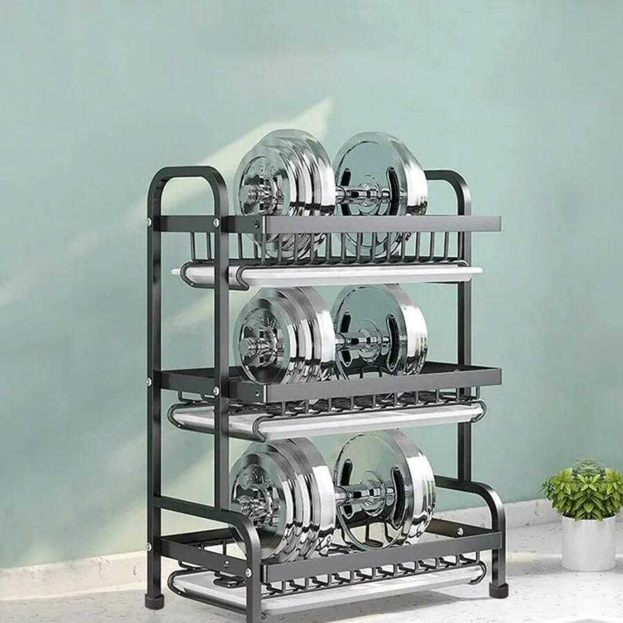 Dish Drying Rack 2-Tier Compact Kitchen Dish Rack Drainboard Set Large ...